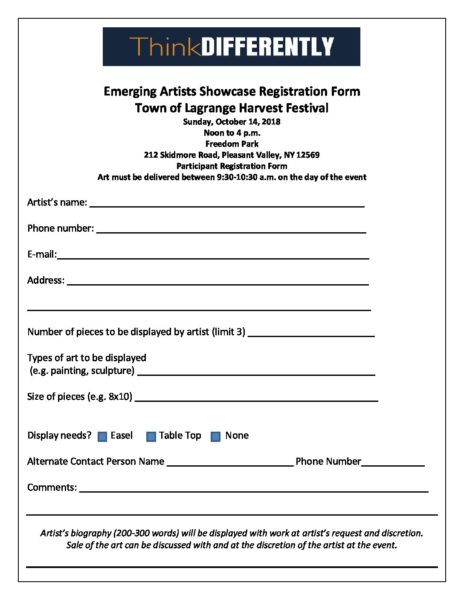 Emerging Artist Showcase Registration Form.2018 - ThinkDIFFERENTLY